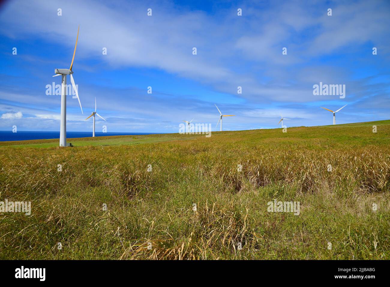 The renewable energy wind farm on the northern tip of Big Island, Hawi ...