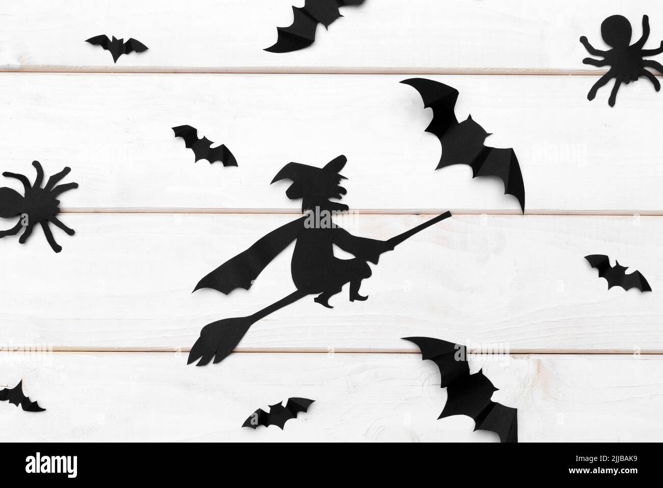 halloween and decoration concept - paper bats flying Stock Photo - Alamy