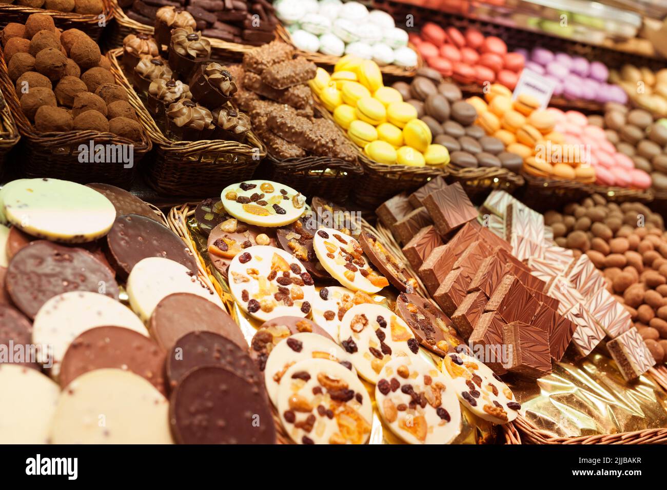 delicious chocolate sweets on counter Stock Photo - Alamy