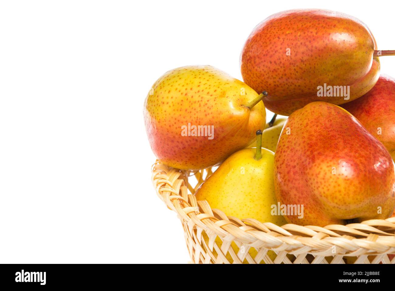ripe red yellow pear fruits isolated on white background Stock Photo ...