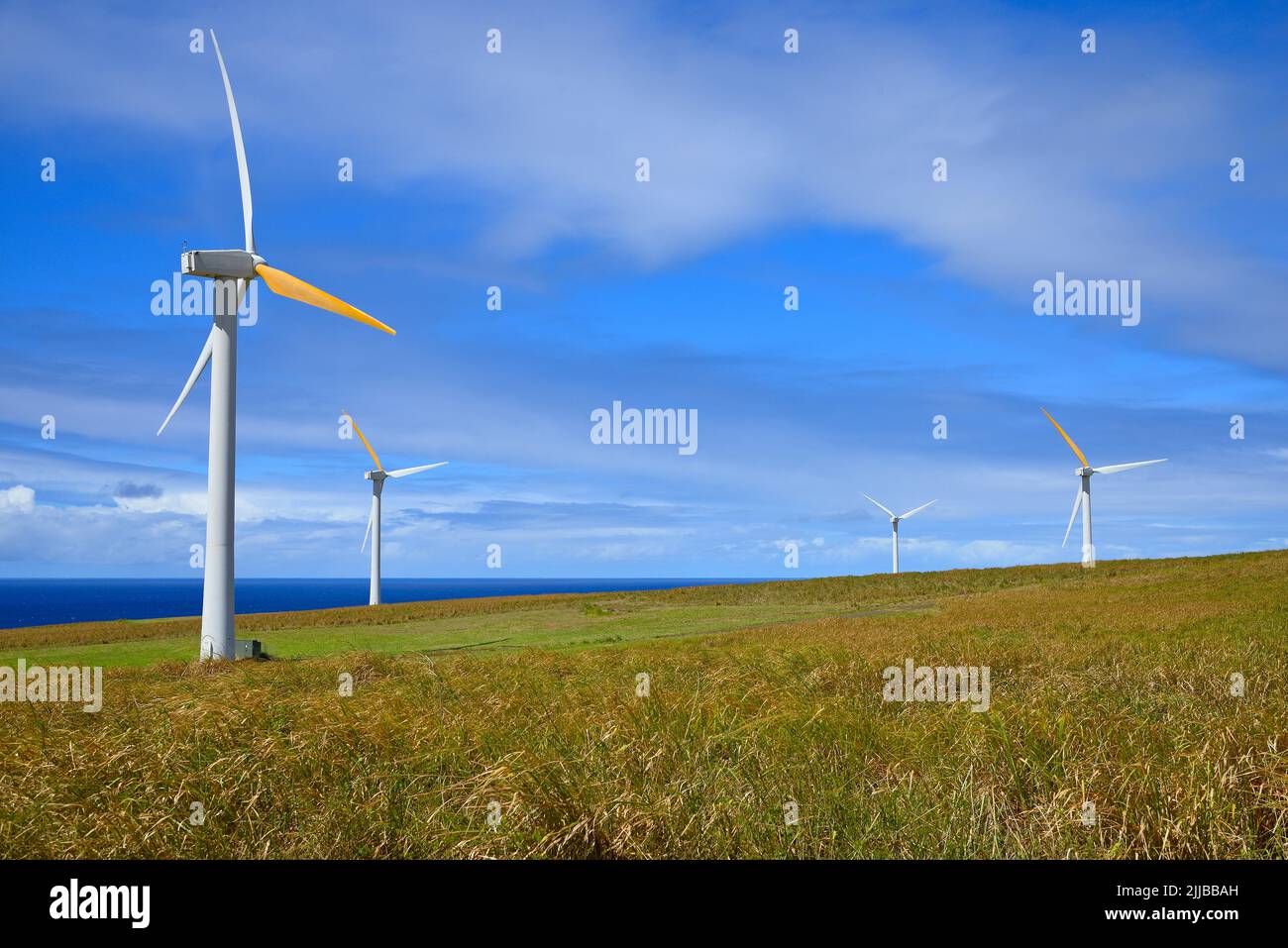The renewable energy wind farm on the northern tip of Big Island, Hawi ...