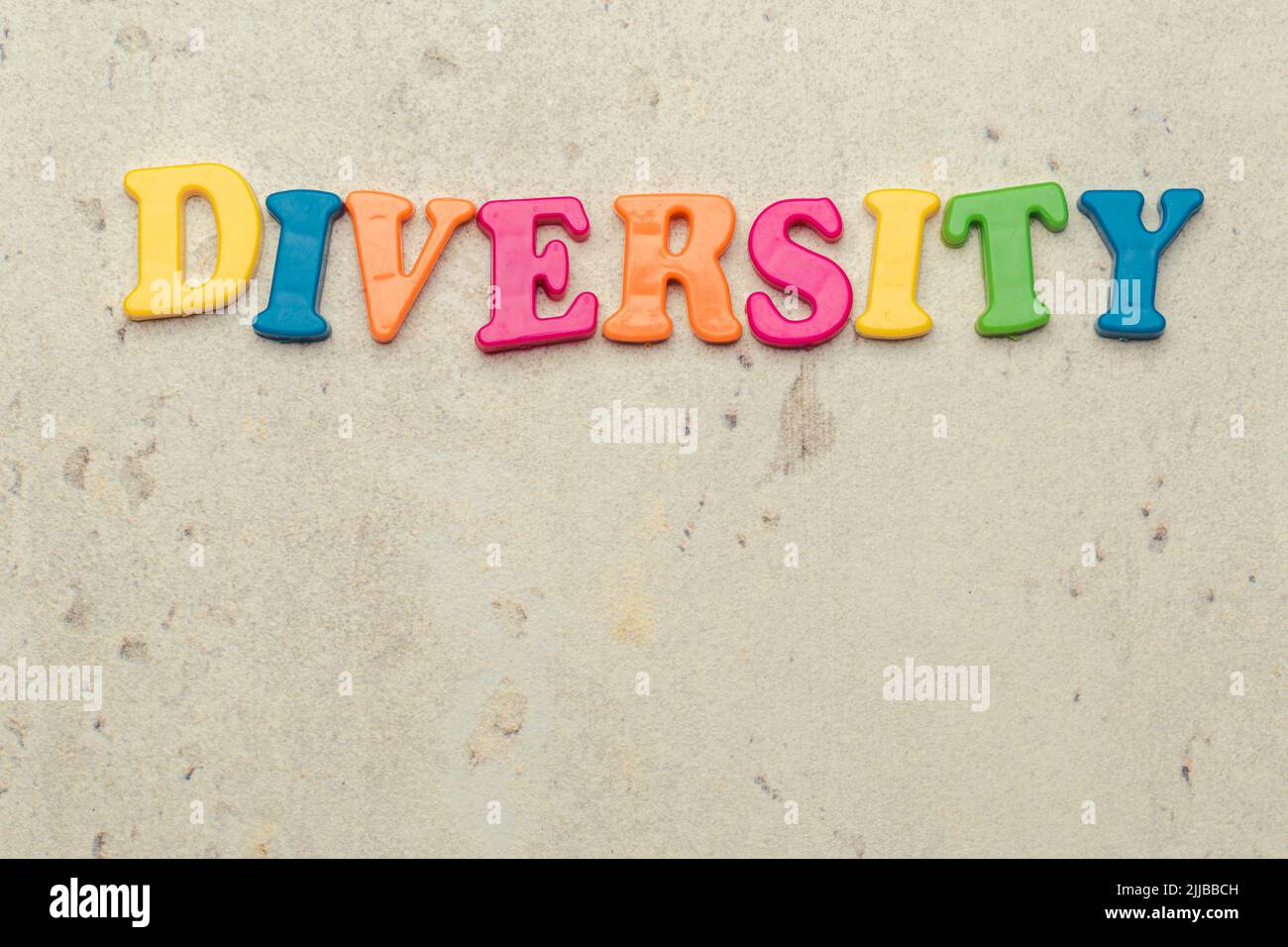 Series "Conceptual words": word "Diversity" in colorful plastic letters ...