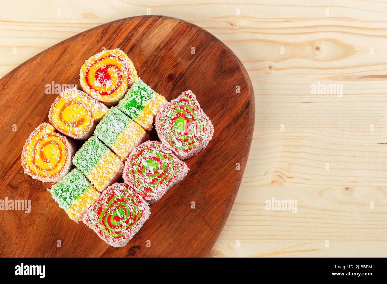 Turkish delight on a wooden table Stock Photo - Alamy