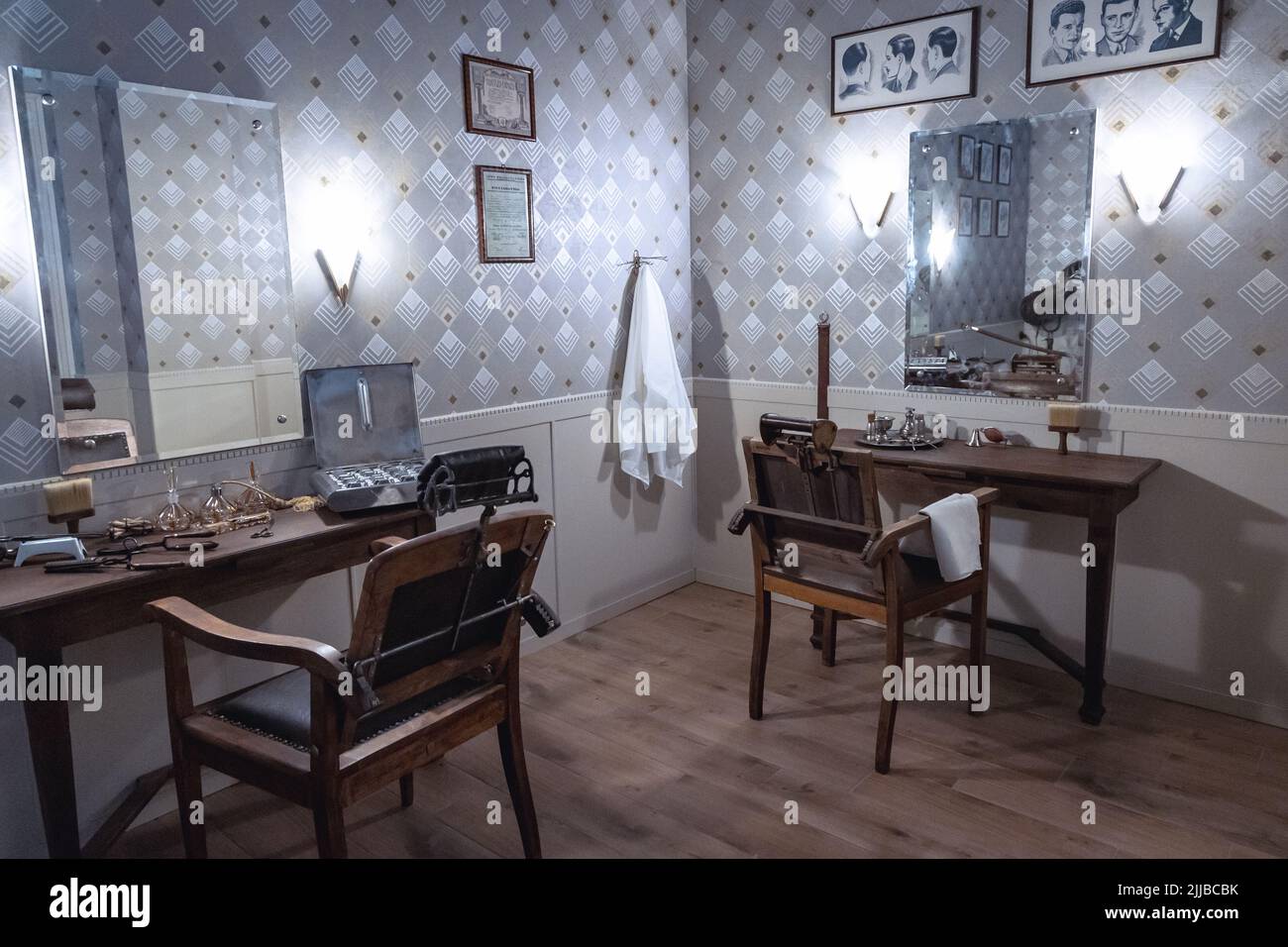 Interior of historic hairdressing salon Museum of Central Industrial ...