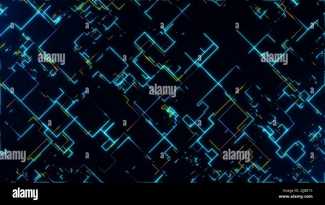 an electronical abstract futuristic background with blue neon lines ...