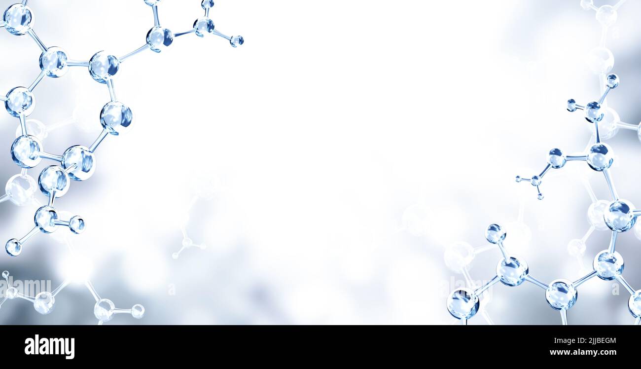 Horizontal Banner With Models Of Abstract Molecular Structure Science