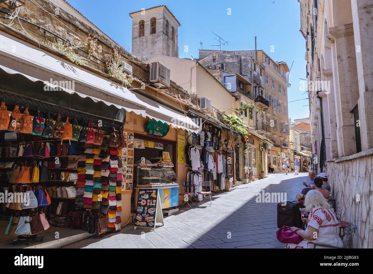 Shops in Corfu Old Town on a Greek island of Corfu Stock Photo - Alamy