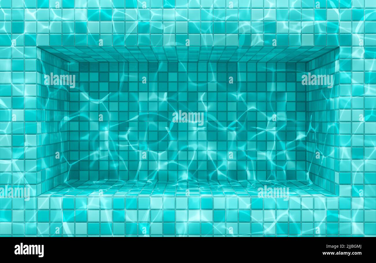 Swimming pool underwater podium with blue, turqouise tile Stock Photo ...