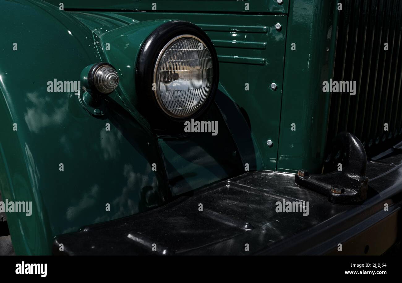 Vintage Headlight. retro bus headlights. classic vehicle Stock Photo ...