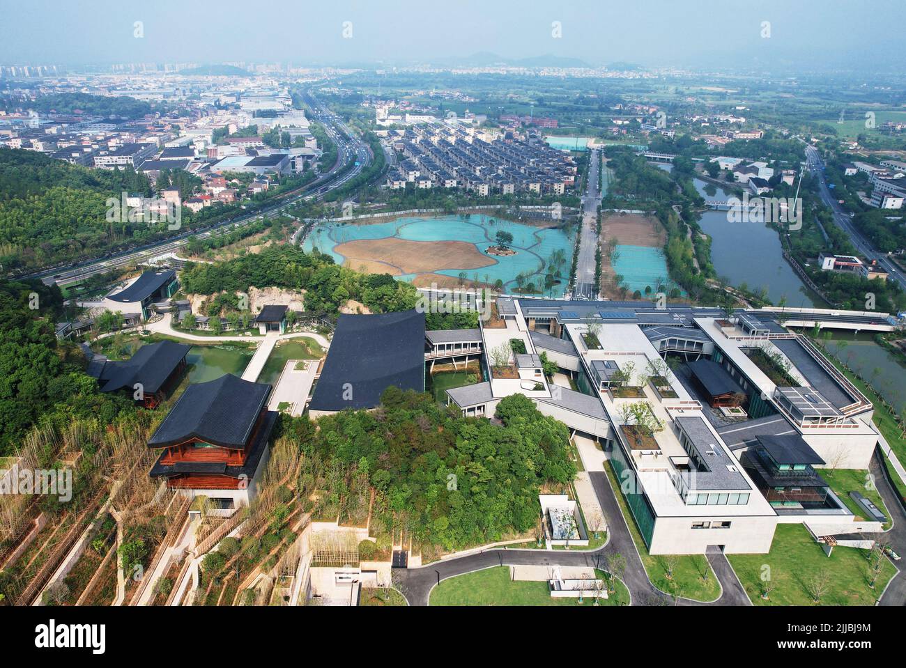HANGZHOU, CHINA - JULY 25, 2022 - An aerial view of the Hangzhou ...