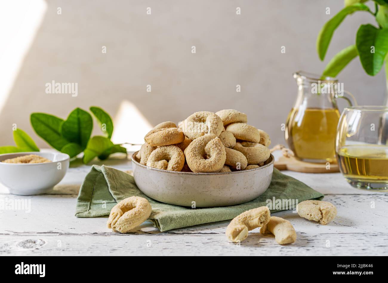 Sweet Italian cookies Taralli made with white wine, sugar, olive oil ...