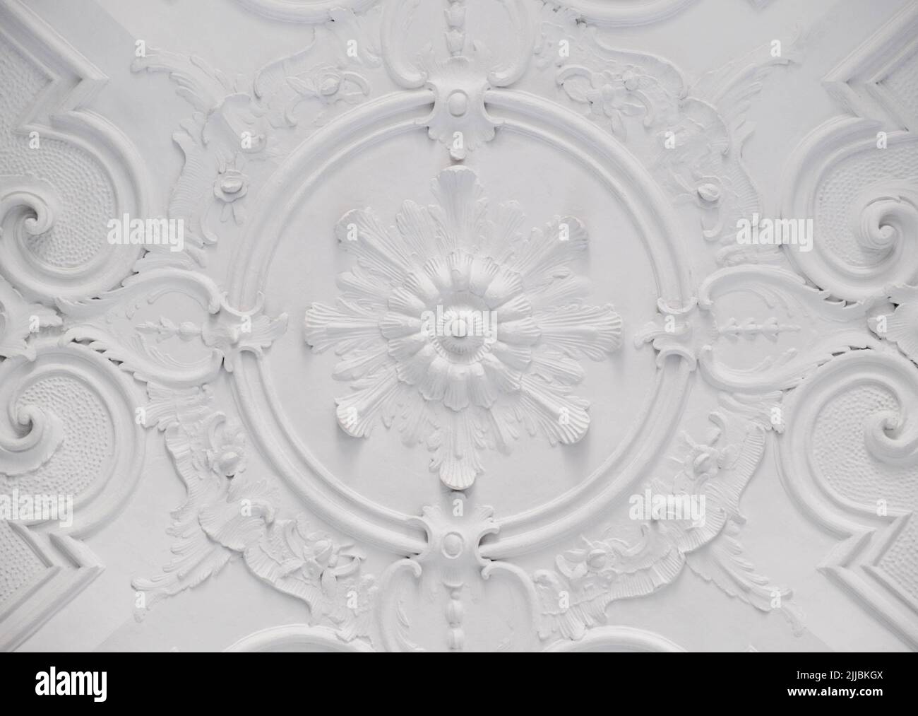 Decorative item ceiling socket made of white plaster. Relief stucco ...