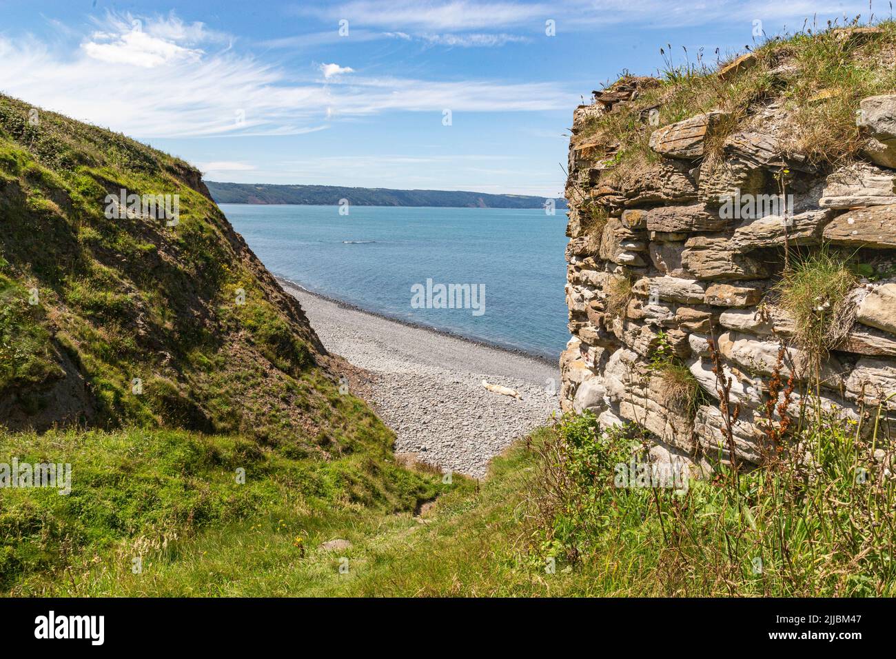 Scenic View of Greencliff Beach and North Devon Coast Towards Clovelly ...