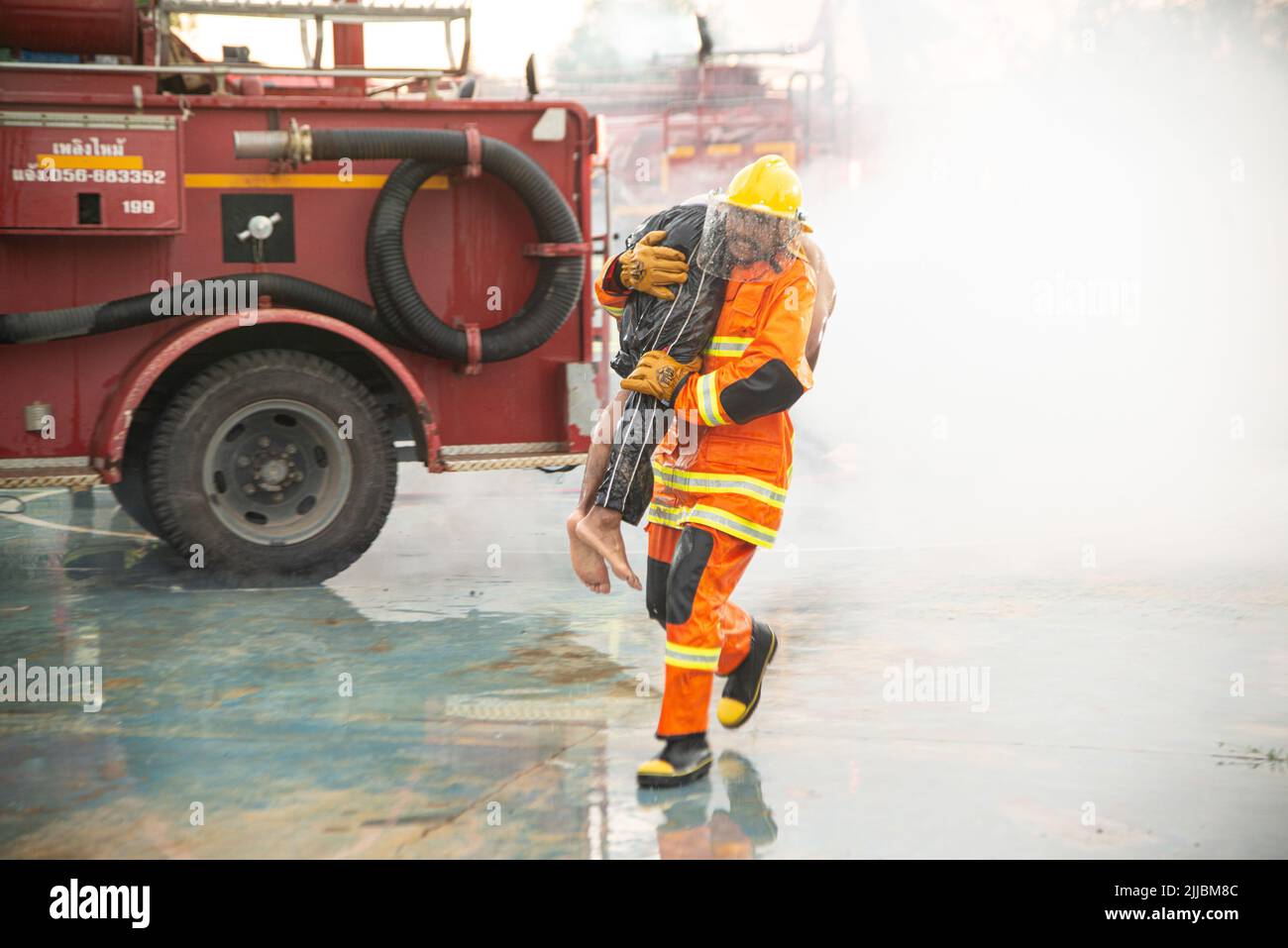 Unidentified firefighters were trained to help the man who had suffered ...