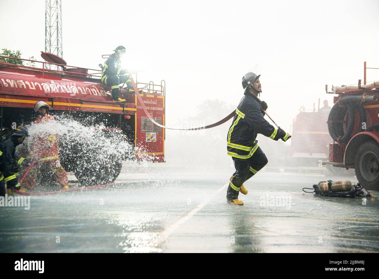 Unidentified firefighters were trained to help the man who had suffered ...