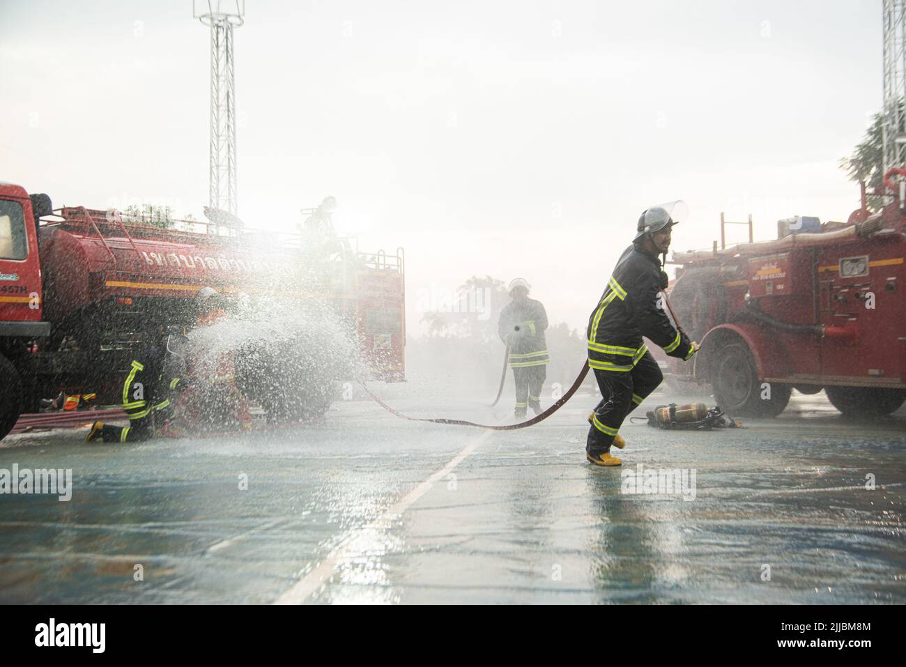 Unidentified firefighters were trained to help the man who had suffered ...