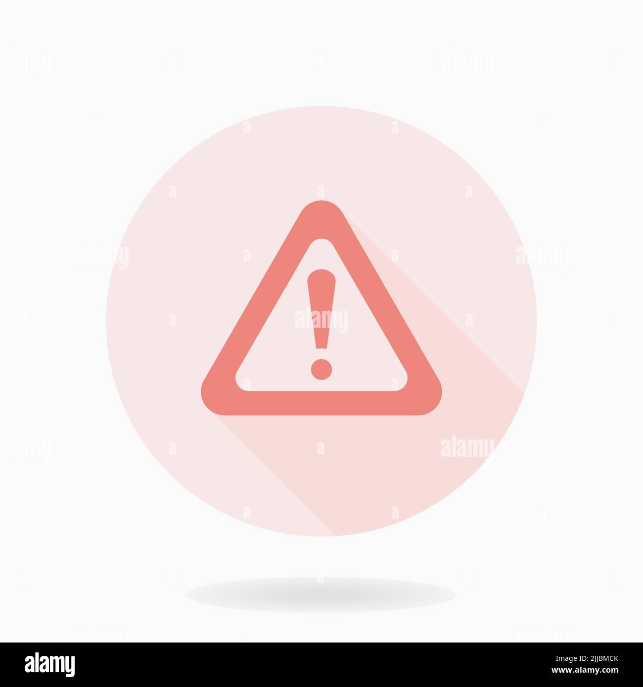 Pink exclamation flat icon in the circle. Flat design and long shadow ...