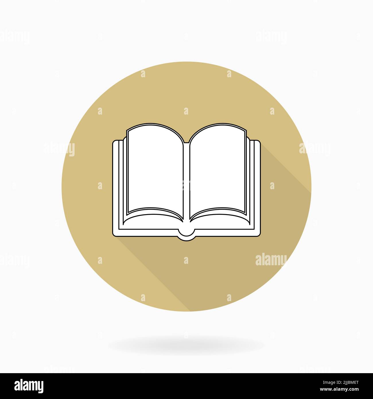 White book icon in the golden circle. Flat design and long shadow Stock ...