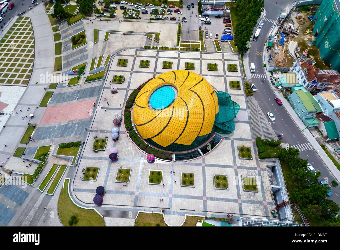 Aerial view of Sunflower Building at Lam Vien Square with square ...