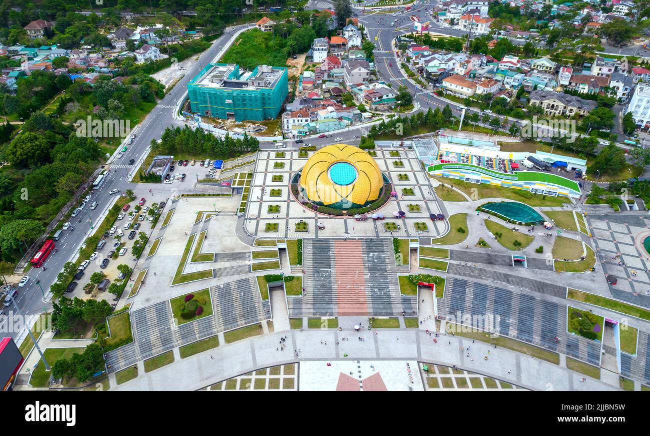Aerial view of Sunflower Building at Lam Vien Square with square ...