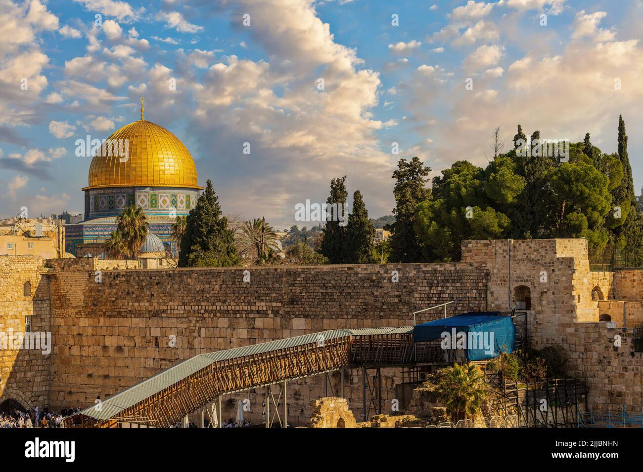 Western Wall Plaza, the Temple Mount at sunset, Jerusalem Stock Photo ...