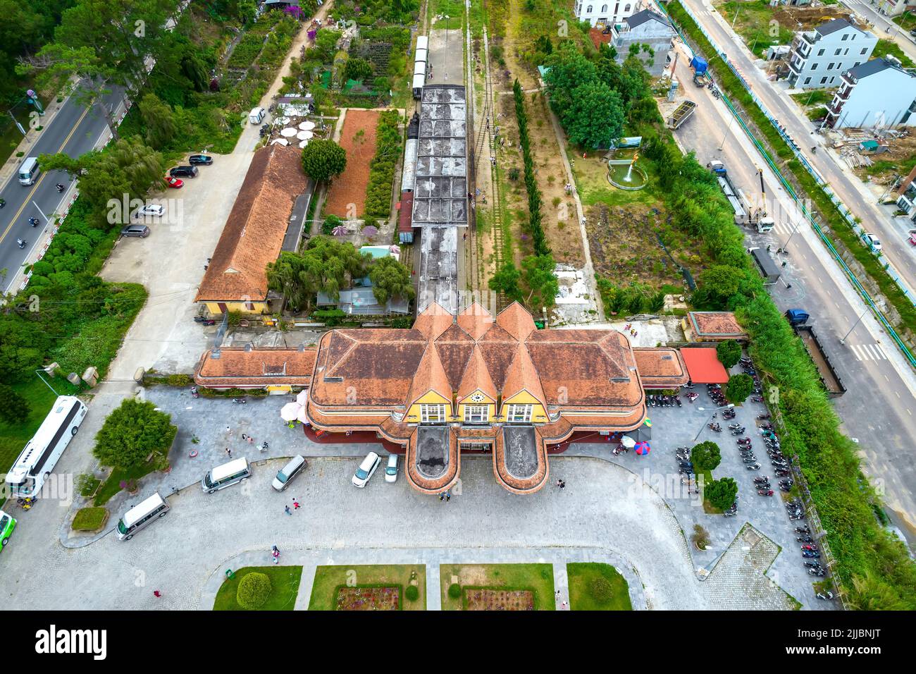 Aerial view Ancient railway station, Da Lat, Vietnam. French ...