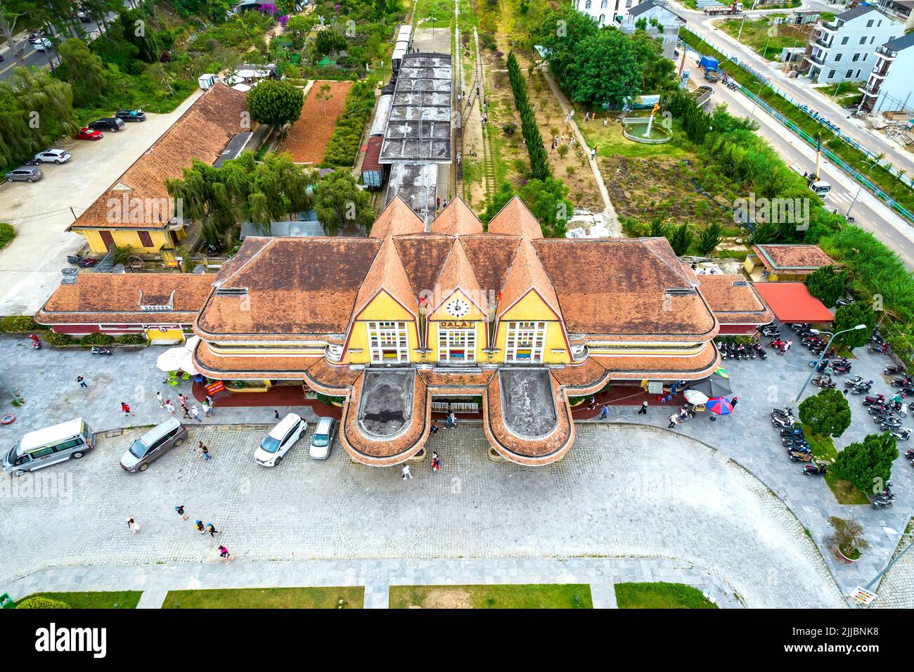 Aerial view Ancient railway station, Da Lat, Vietnam. French ...