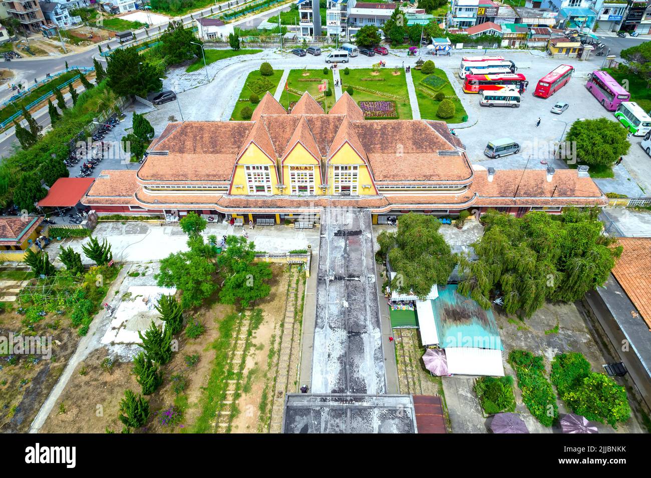 Aerial view Ancient railway station, Da Lat, Vietnam. French ...