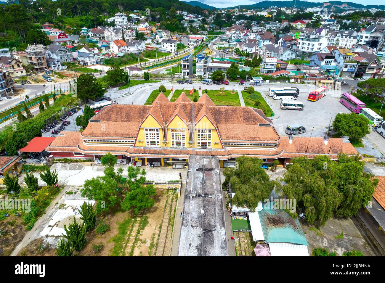 Aerial view Ancient railway station, Da Lat, Vietnam. French ...
