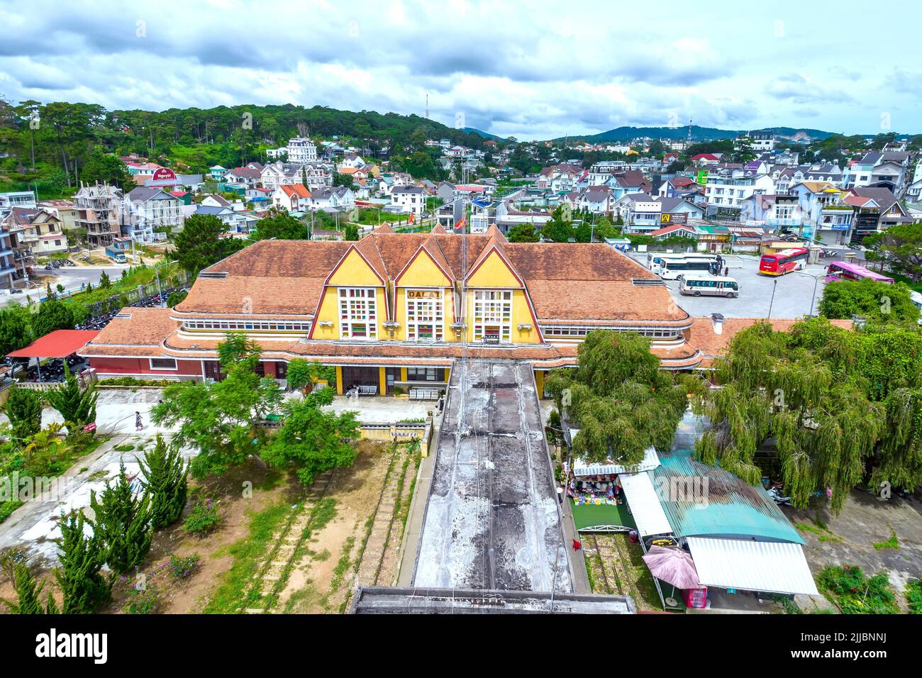 Aerial view Ancient railway station, Da Lat, Vietnam. French ...