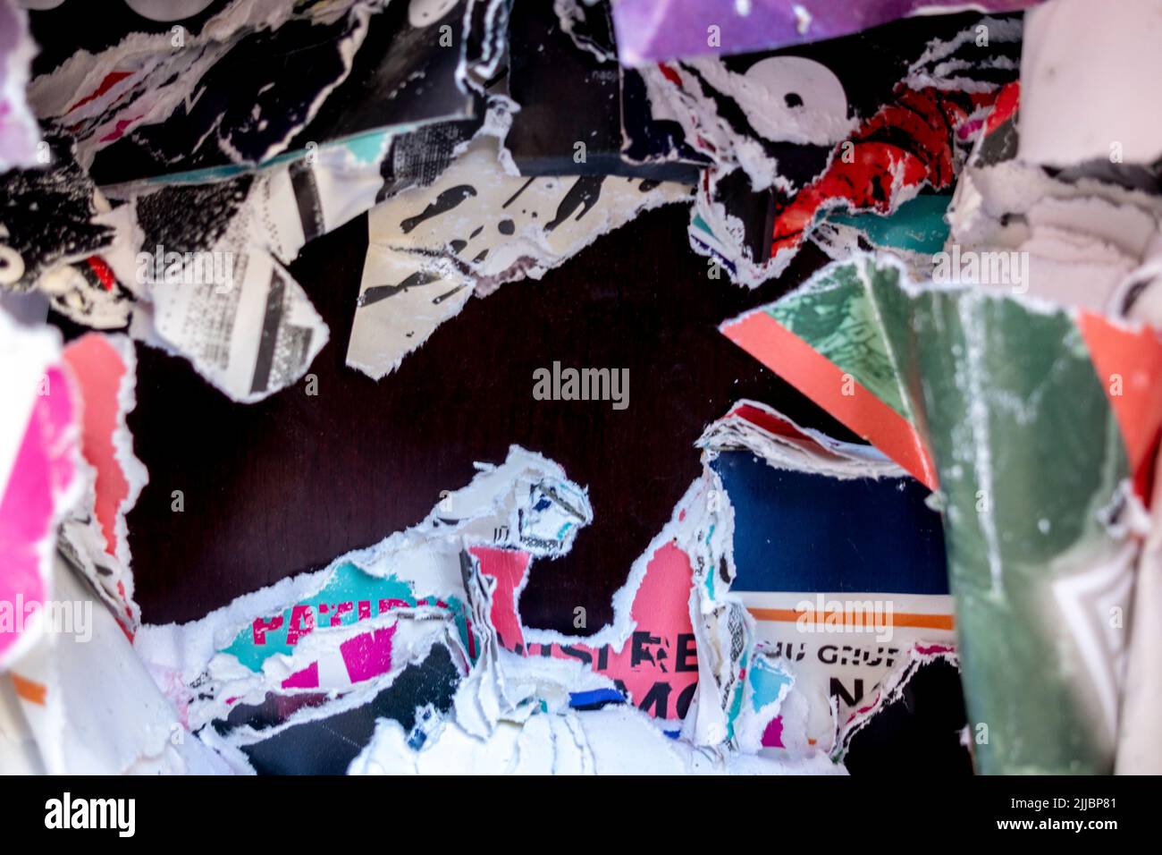 Old multicolored torn vintage paper poster texture background Stock ...