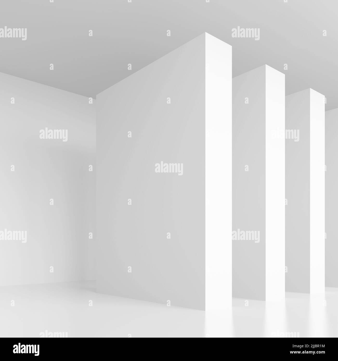 3d Rendering of White Empty Hall. Modern Architecture Background ...