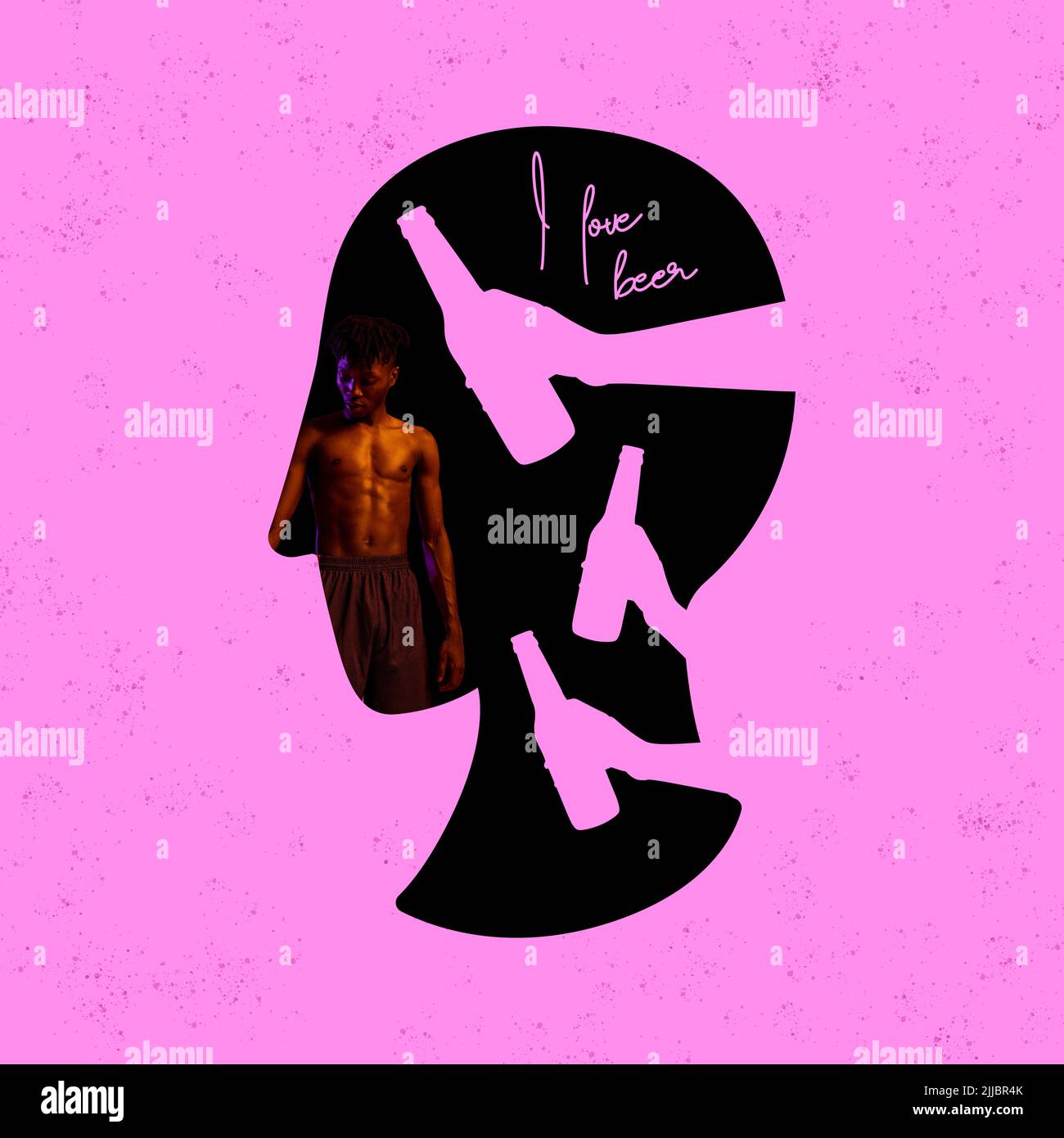 Contemporary art collage. Conceptual image. Sportive young man ...
