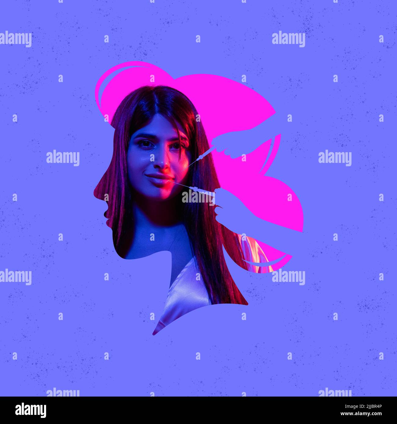 Contemporary art collage. Conceptual image. Beautiful woman suffering ...