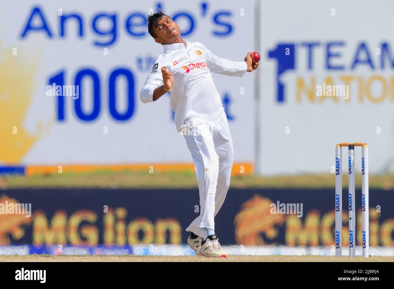 Galle, Sri Lanka. 25th July, 2022. Sri Lanka's Dunith Wellalage ...