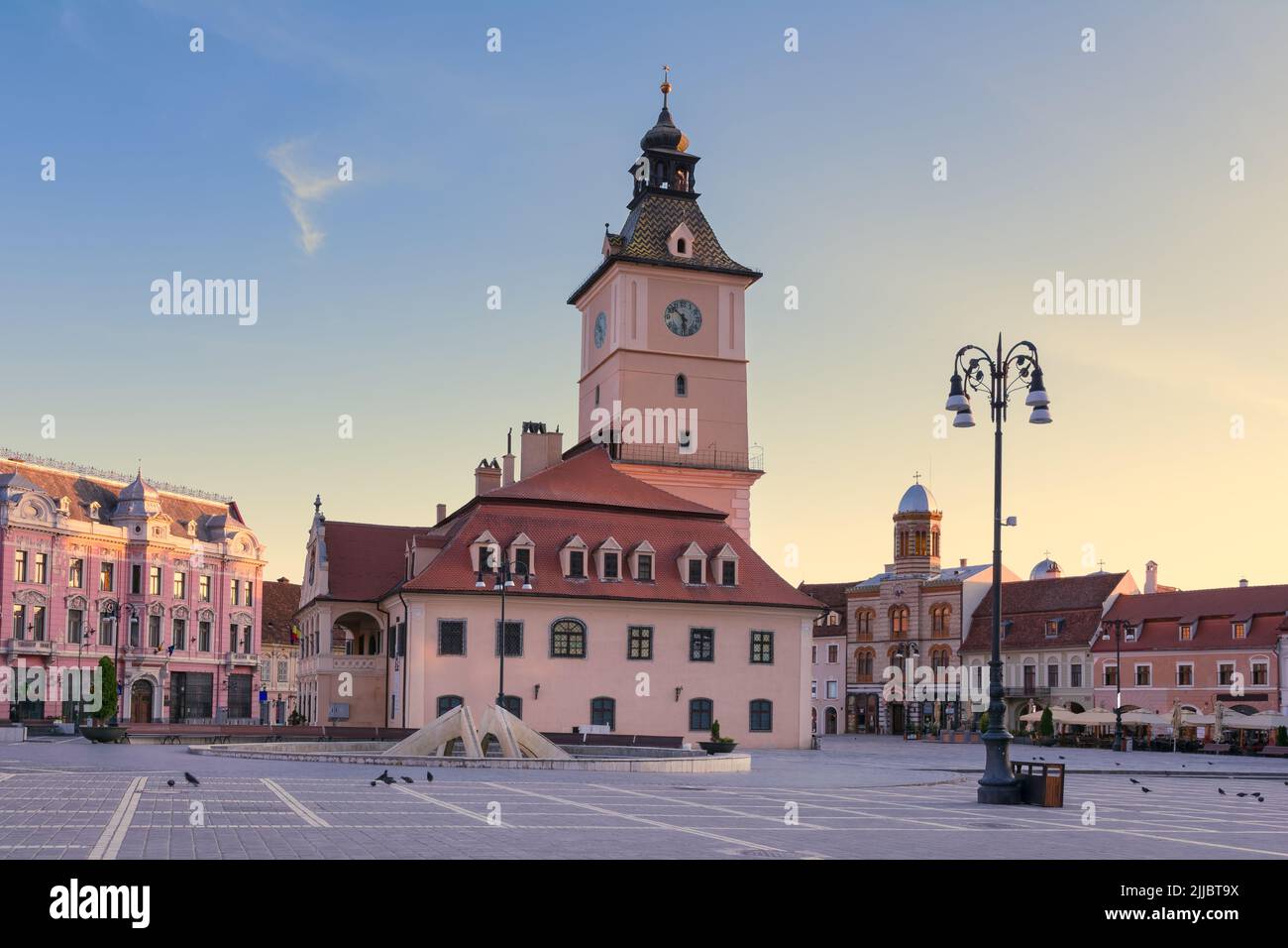 Morning cityscape with beautiful old buildings in historical center of ...