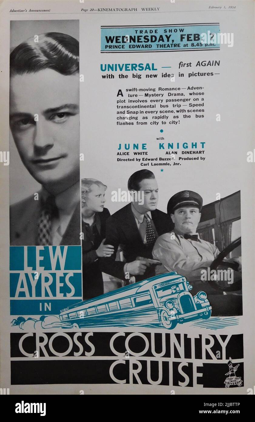 LEW AYRES JUNE KNIGHT and ALAN DINEHART in CROSS COUNTRY CRUISE 1934 ...