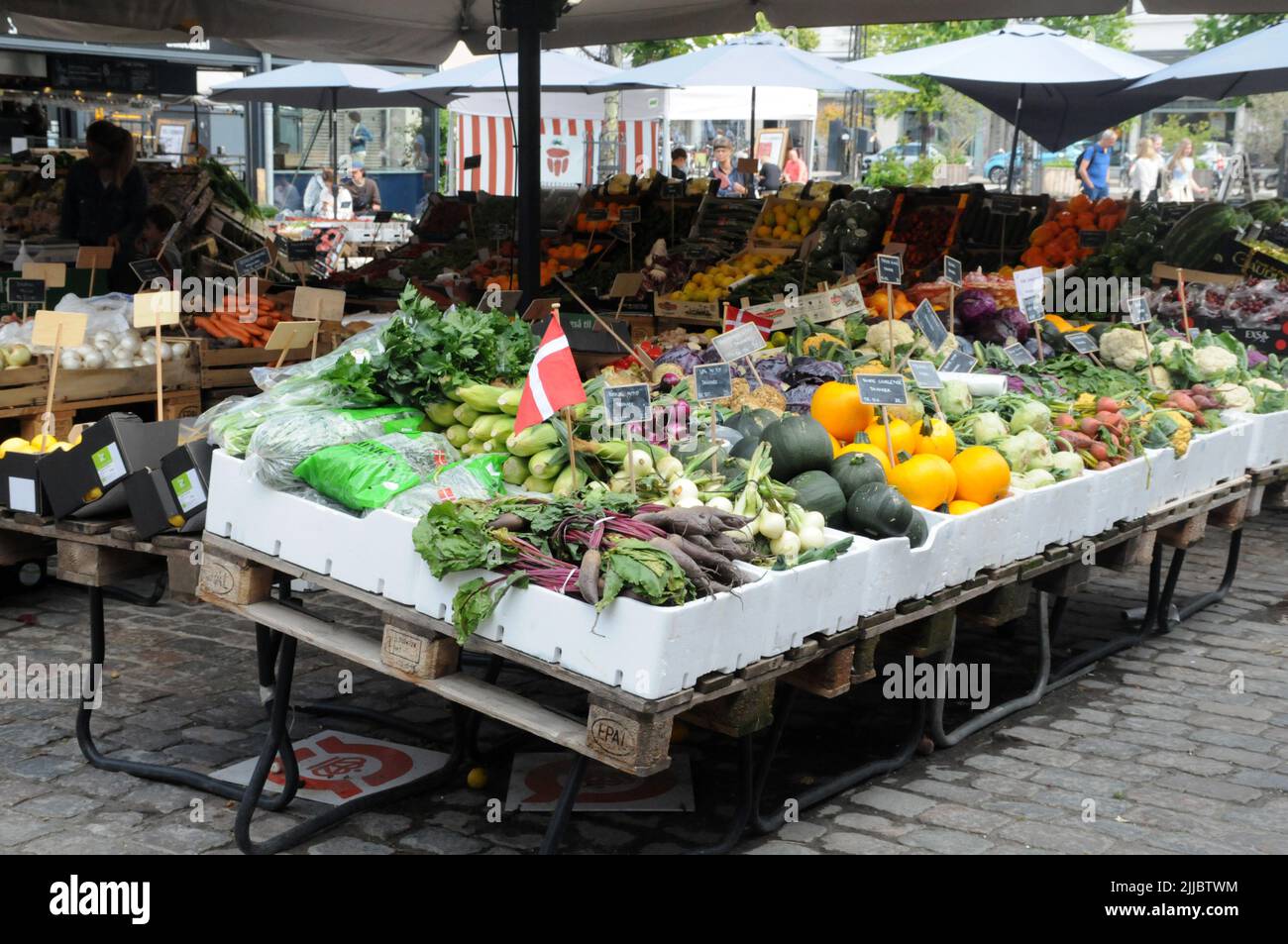 Copenhagen/Denmark/.25 July 2022/.Fruit and vegetable shoppers at ...
