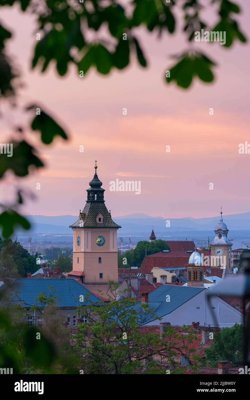 Sunrise cityscape with beautiful old buildings in historical center of ...