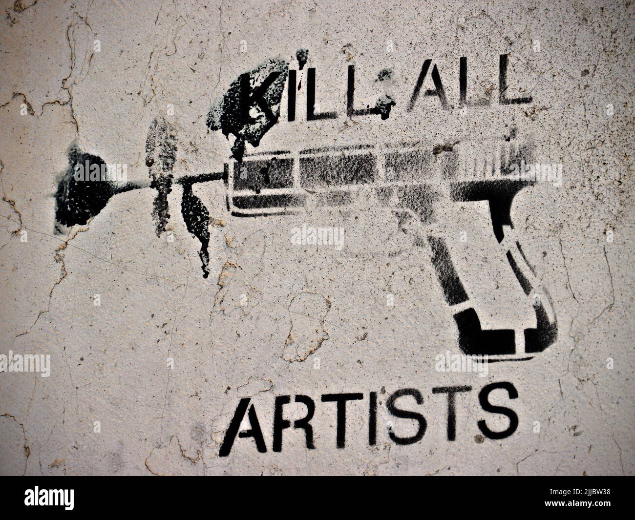 "Kill all artists". Graffiti in Giardini (Gardens), Venice, Italy, 2013 ...