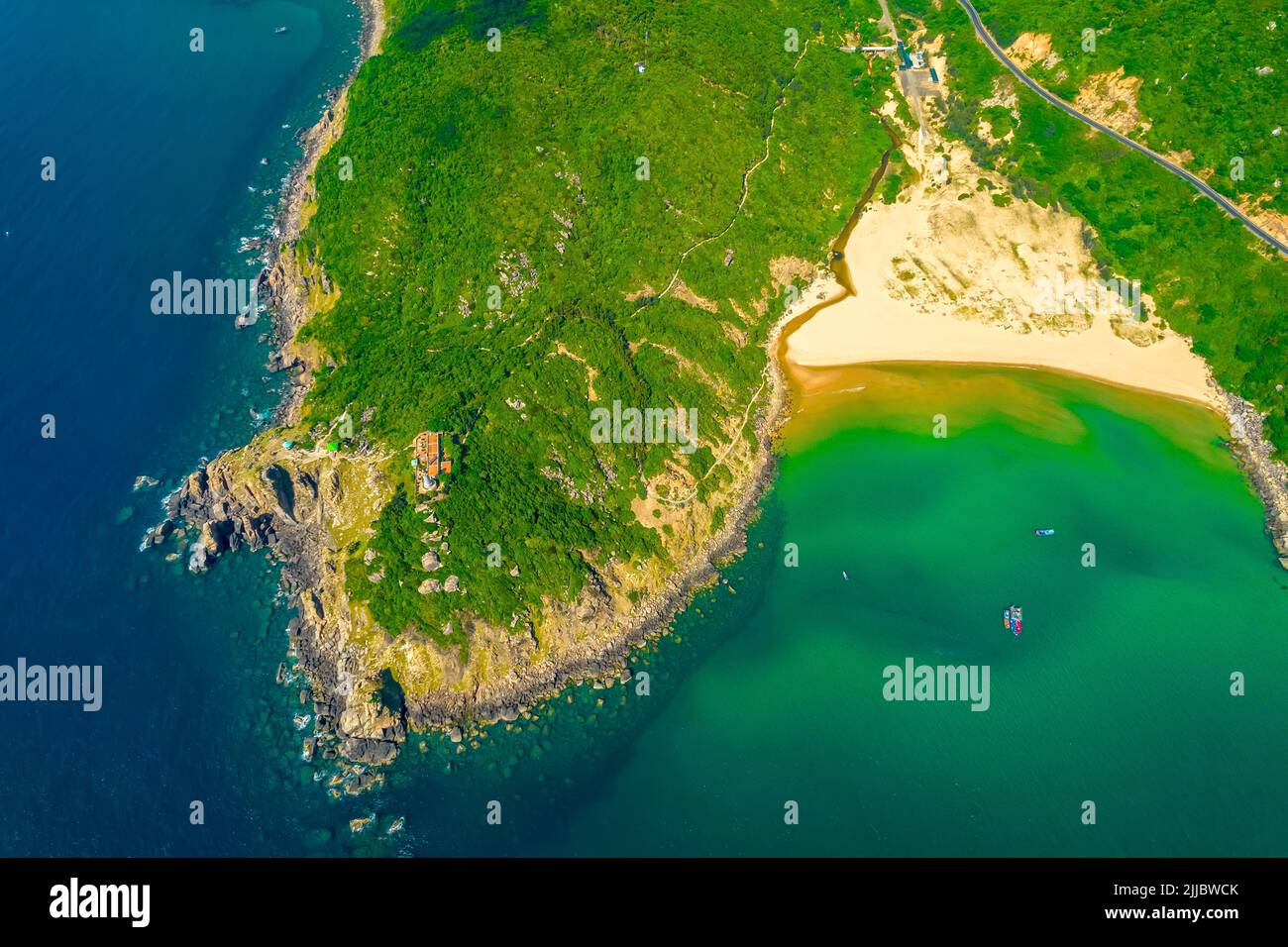 Beautiful bay viewed from above on the sunny morning like a miniature ...