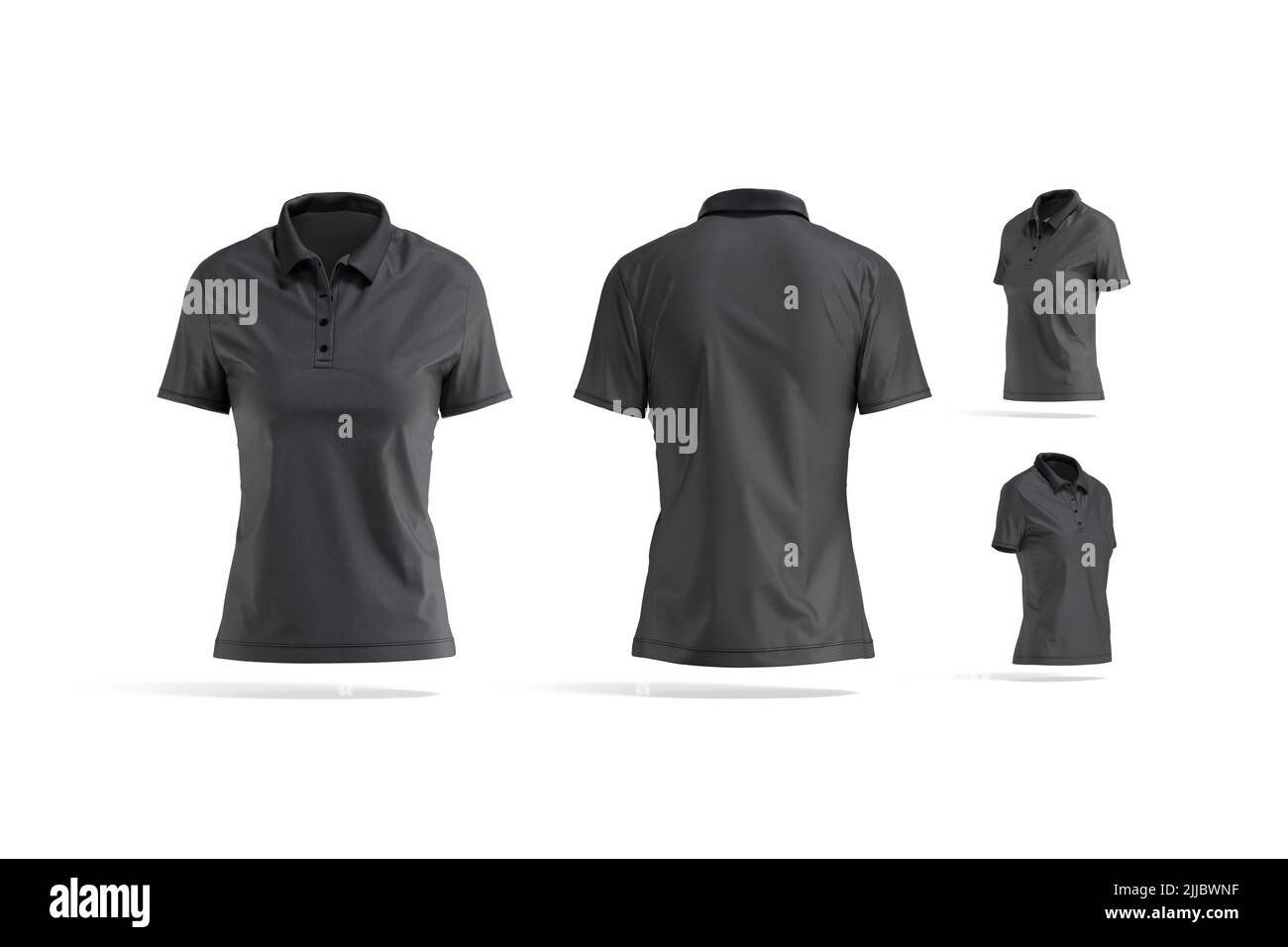 Blank black women polo shirt mock up, different views Stock Photo - Alamy