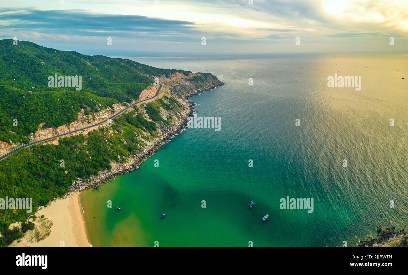 Landscape Vung Ro Bay in the morning. This place is considered the most ...