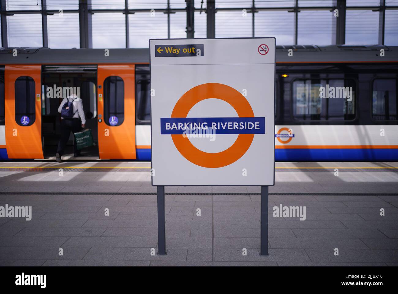 A view of the station platform during the official celebration of the ...