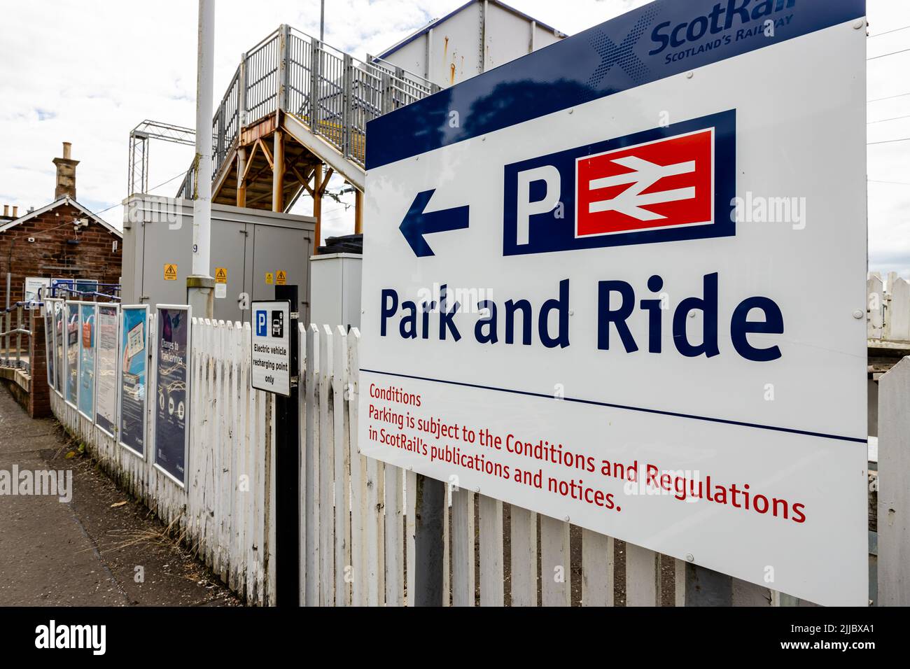 Close-up of a Park and ride sign at Cardross ScotRail train station ...