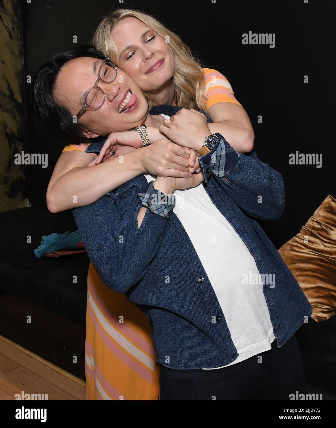 Los Angeles, USA. 25th July, 2022. (L-R) Jimmy O. Yang and Brianne Kimmel at the EASTER SUNDAY ...