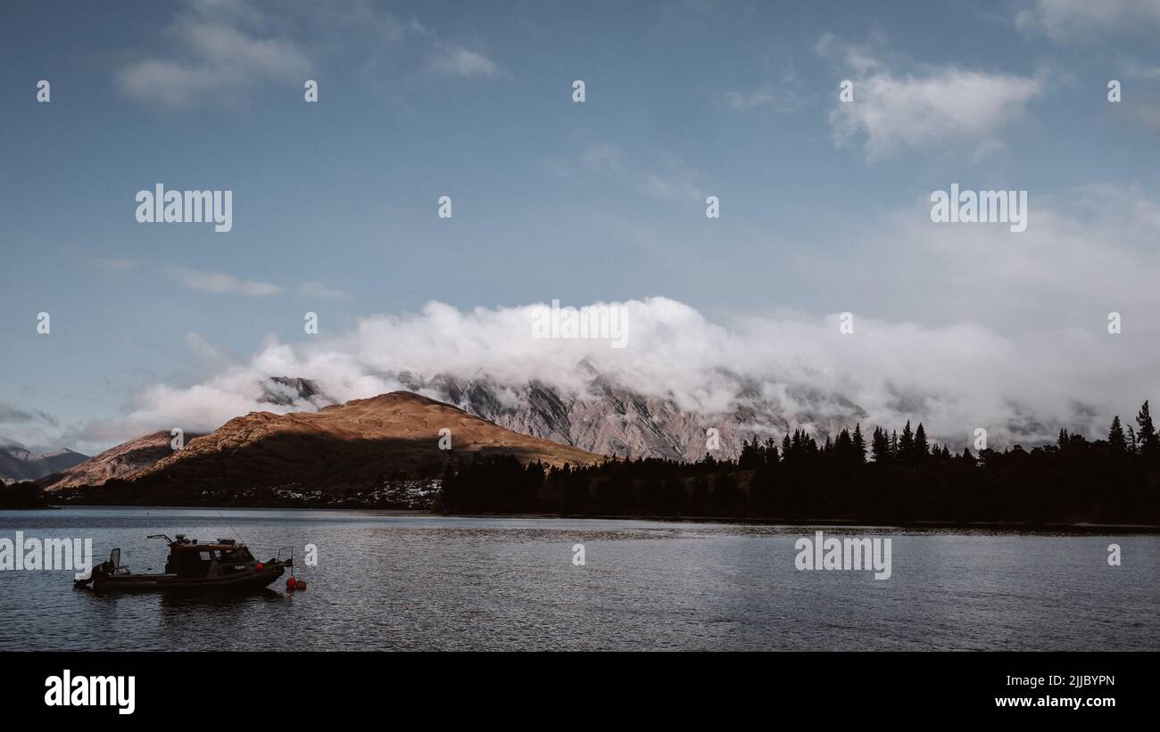The Remarkables Mountain Range on a cold winters day taken in ...