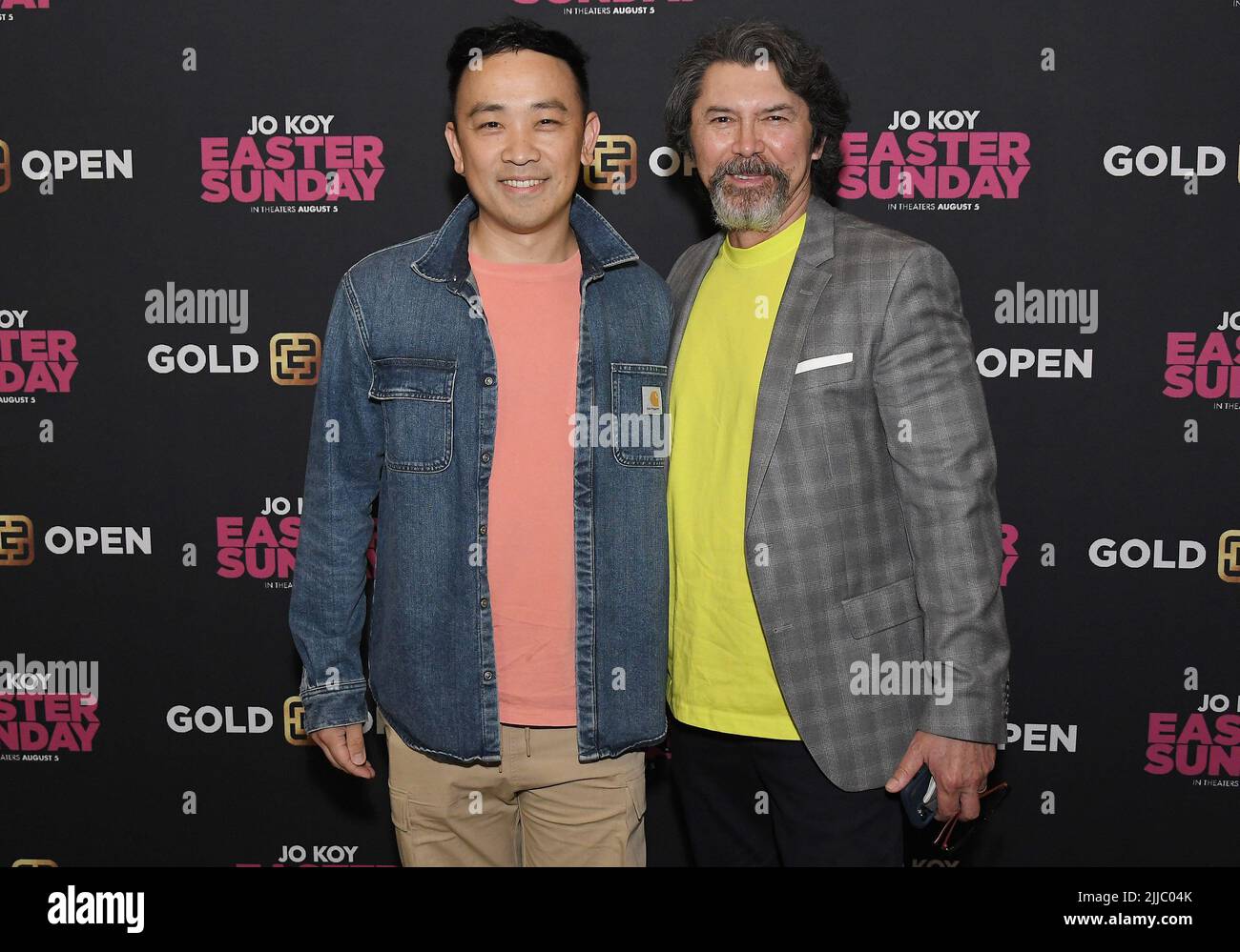 (L-R) Writer Ken Cheng and Lou Diamond Phillips at the EASTER SUNDAY ...