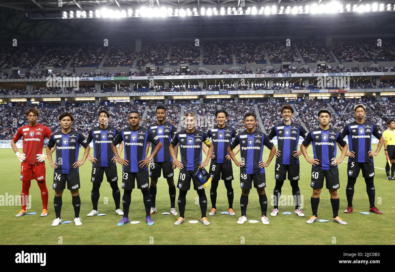 Osaka, Japan. July 25, 2022: Gamba Osaka's starting eleven pose for a ...