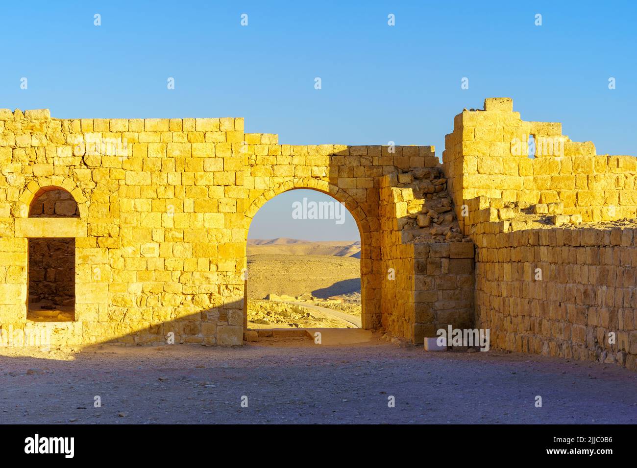 View of ancient ruins in the Nabataean city of Avdat, the Negev Desert ...